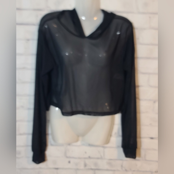 balera | Tops | Balera Black Mesh Sheer Hoodie Hip Hop Dance Costume ...